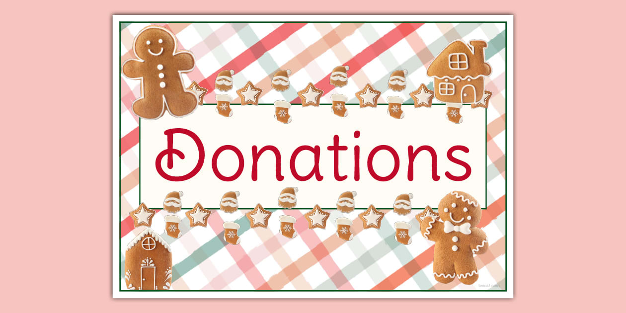 Gingerbread Christmas-Themed Donation Box Display Poster