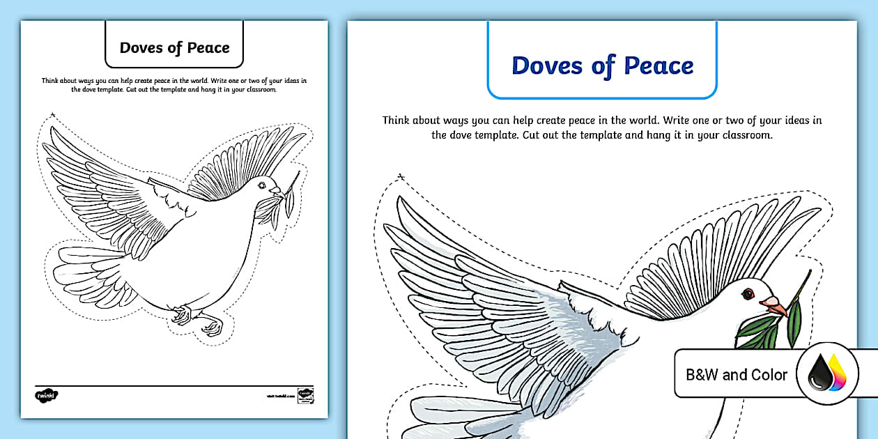 Doves of Peace Worksheet for 3rd-5th Grade (teacher made)