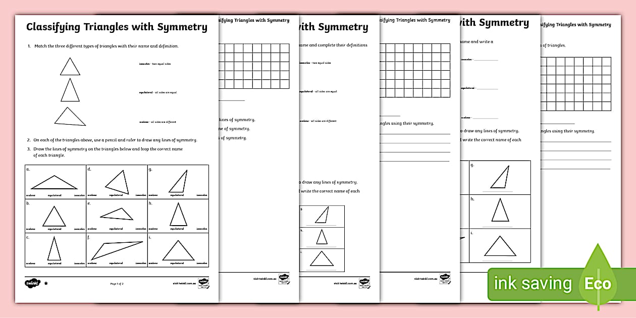 Classifying Triangles with Symmetry Differentiated Worksheet