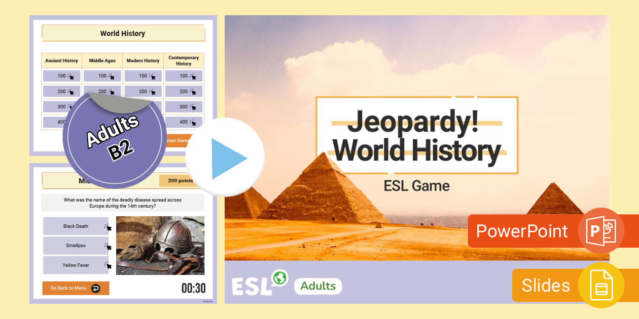 ESL Jeopardy! World History Quiz [Adults, B2] - Twinkl
