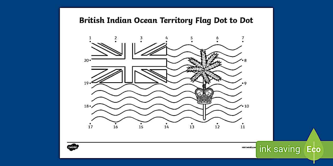 British Indian Ocean Territory Flag Dot to Dot Worksheet