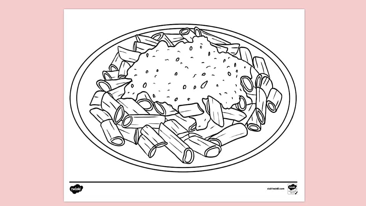 Pasta With Tomato Sauce Colouring Sheet | Colouring Sheets