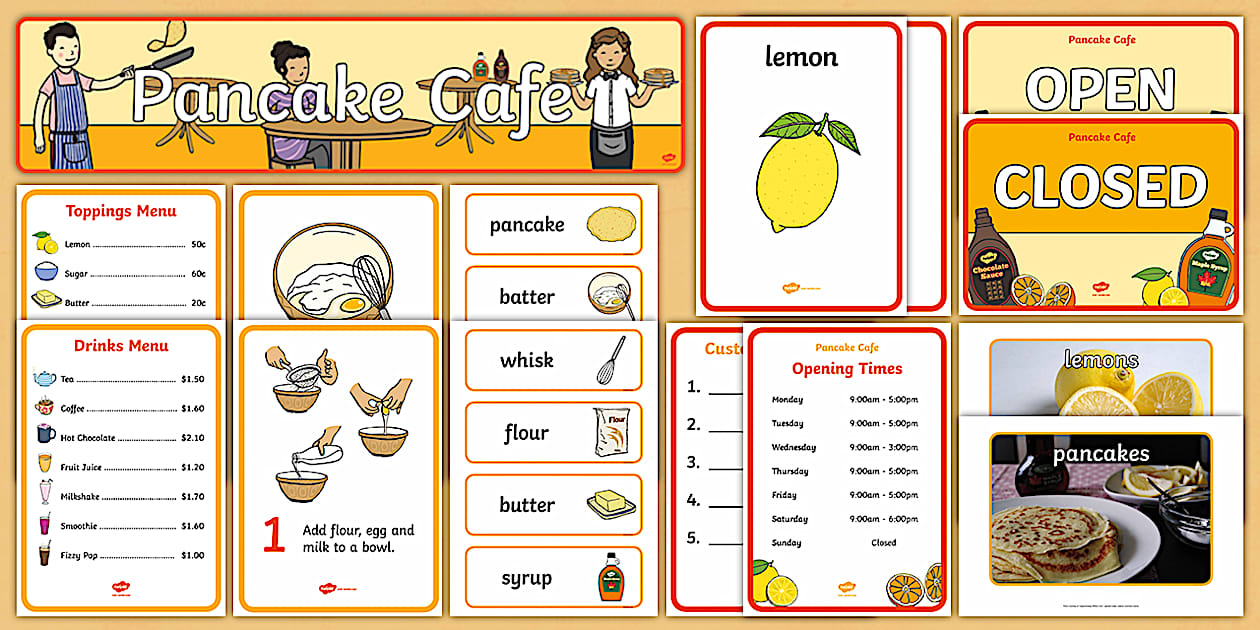 Pancake Cafe Role Play Pack - Twinkl