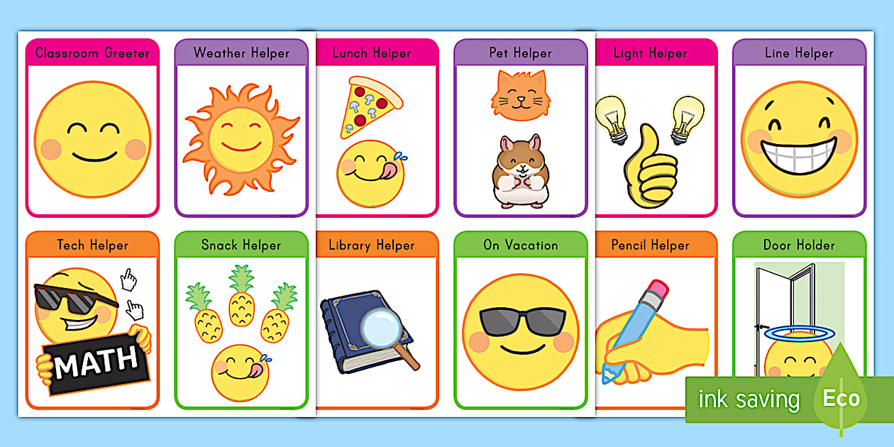 😊 Editable Classroom Emoji Job Cards | Twinkl USA