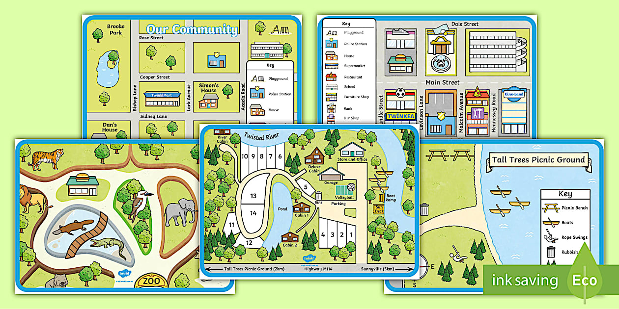 Editable Town and Tourist Attraction Maps (teacher made)