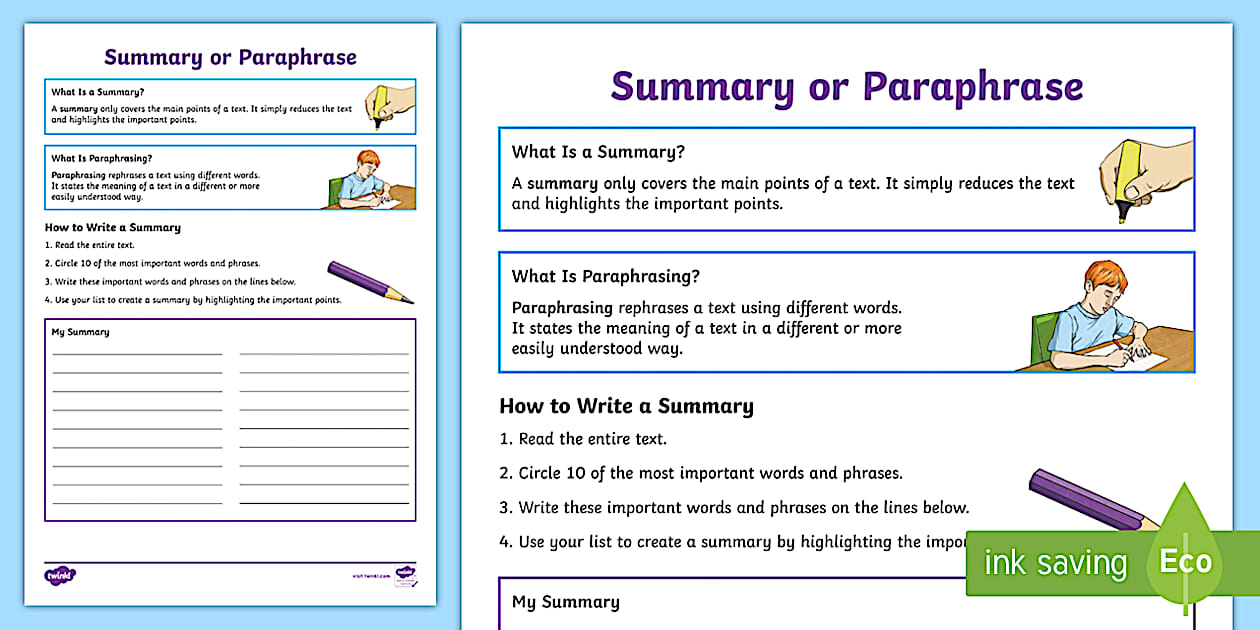 Summary or Paraphrase? | Teacher Made Resource | Twinkl