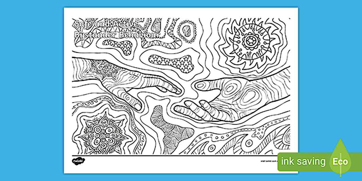 Safe and Active Bystander Behaviour Mindfulness Colouring Page