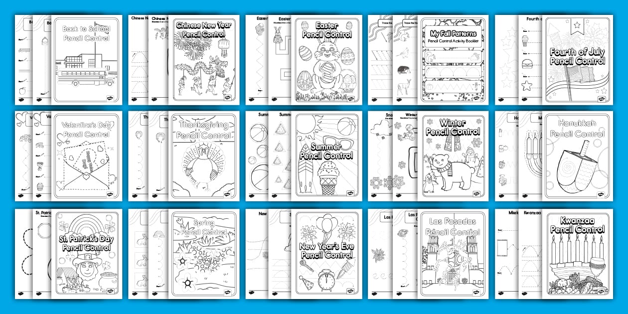 Holidays and Seasons Pencil Control Activity Booklets Pack