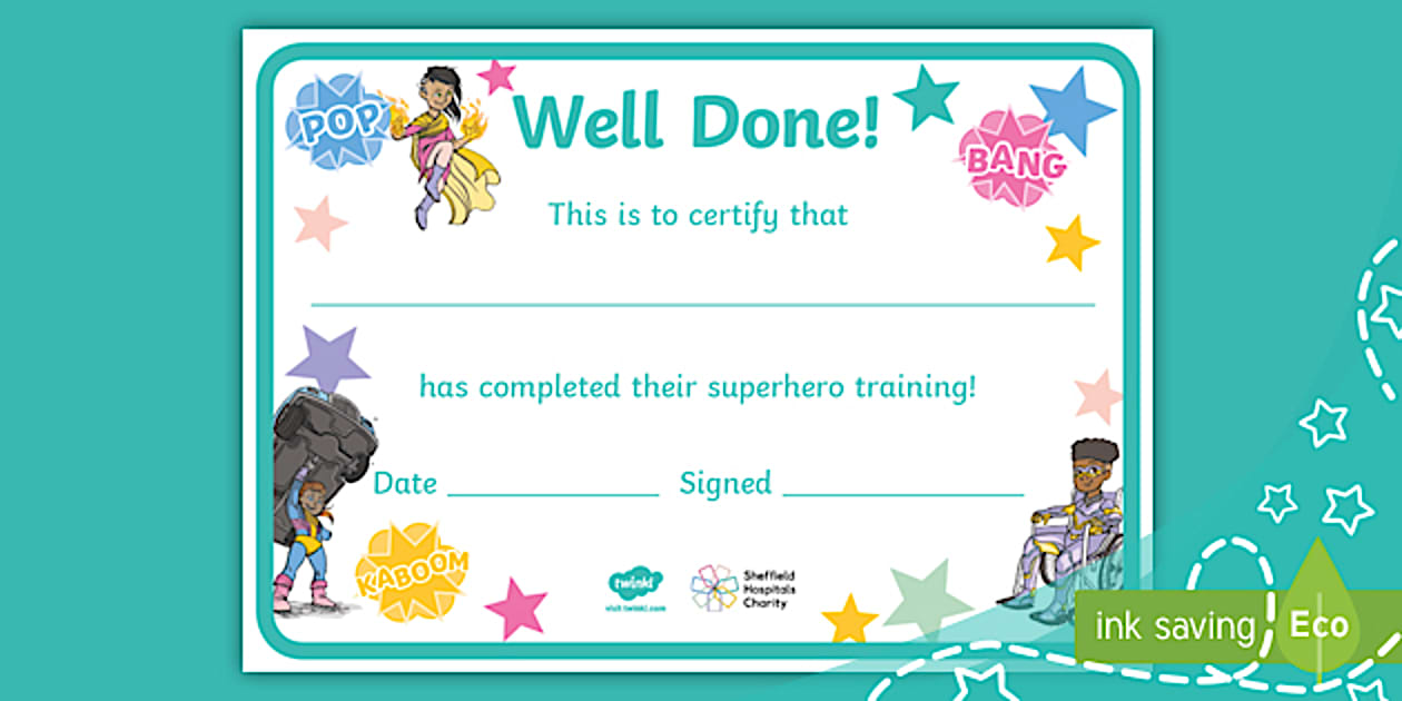 Superhero Activity Day Certificate