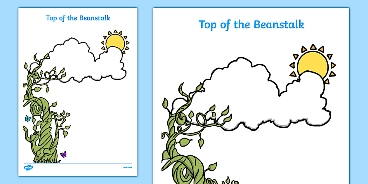 Black and White Top of the Beanstalk Writing Sheet - Twinkl