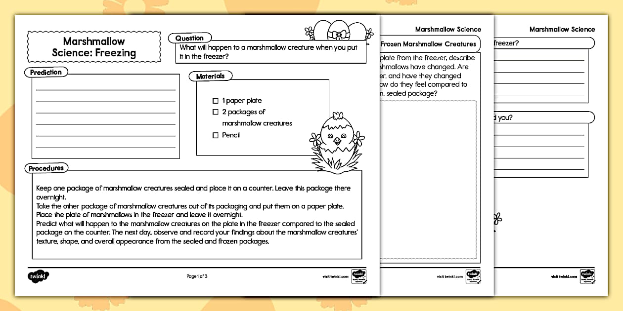 Kindergarten Easter Freezing Marshmallow STEAM Experiment