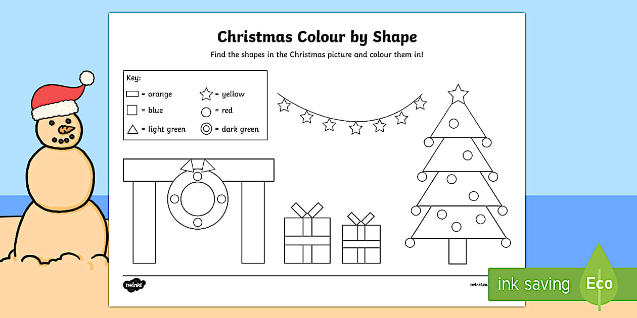 NSW Christmas Shapes Colouring Page (teacher made) - Twinkl
