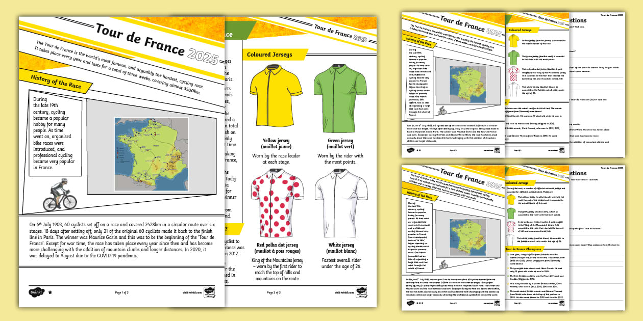 LKS2 Tour de France Differentiated Reading Comprehension Activity
