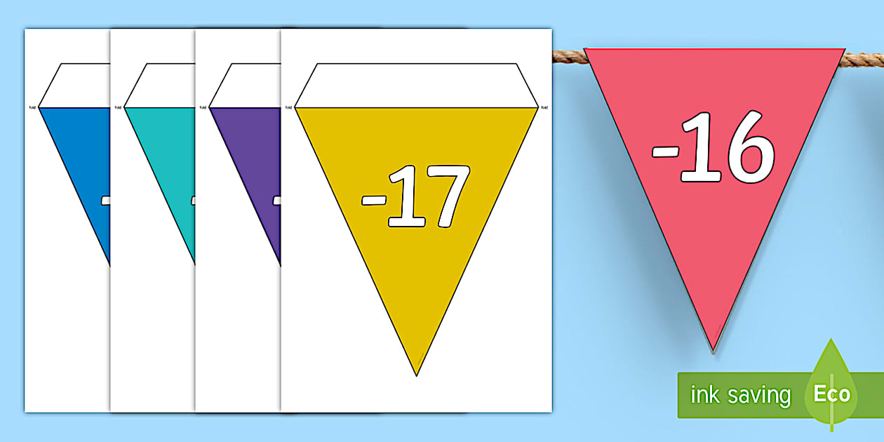 Dyslexic Number Line Bunting Negative Numbers (teacher made)