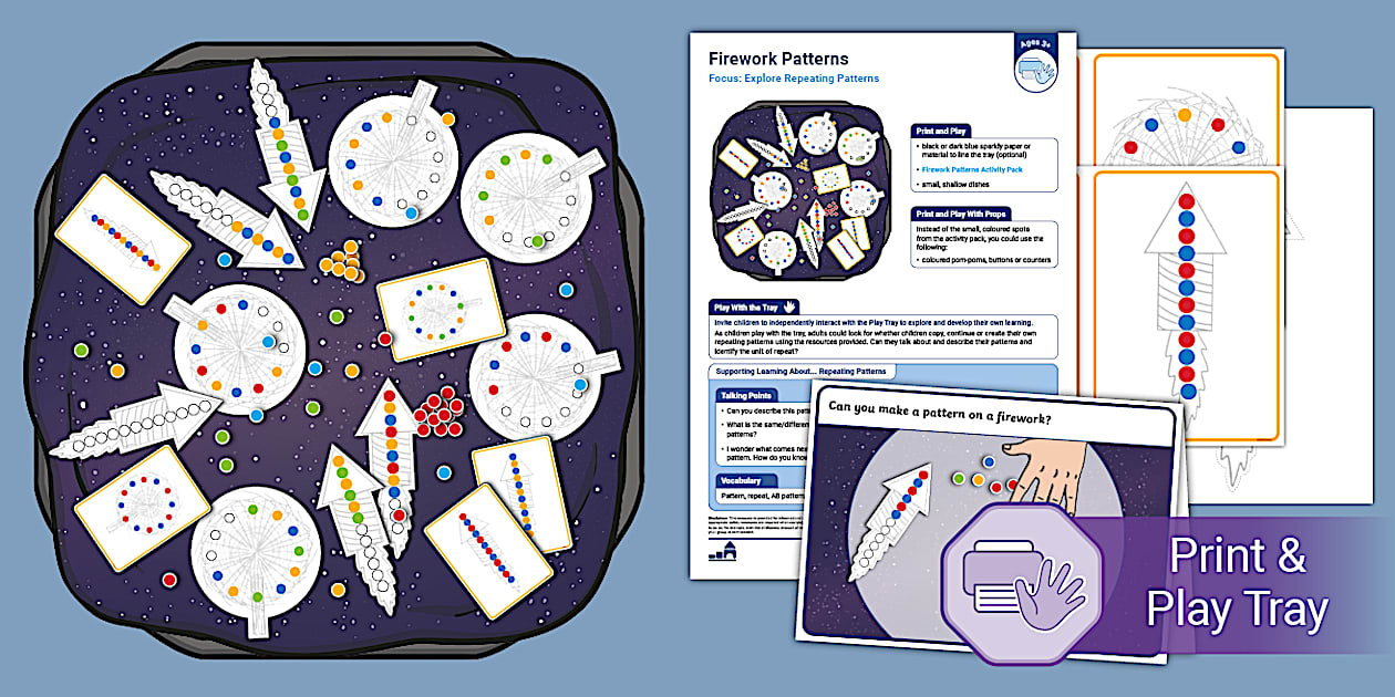 Firework Patterns Print and Play Tray | Twinkl - Twinkl