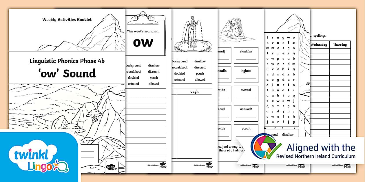 Linguistic Phonics Phase 4b 'ow' Sound Weekly Activities Booklet