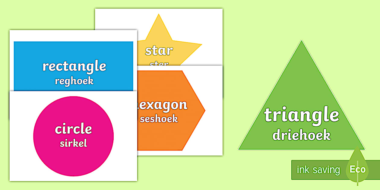 2D Shapes Display Cut-Outs English/Afrikaans - Twinkl