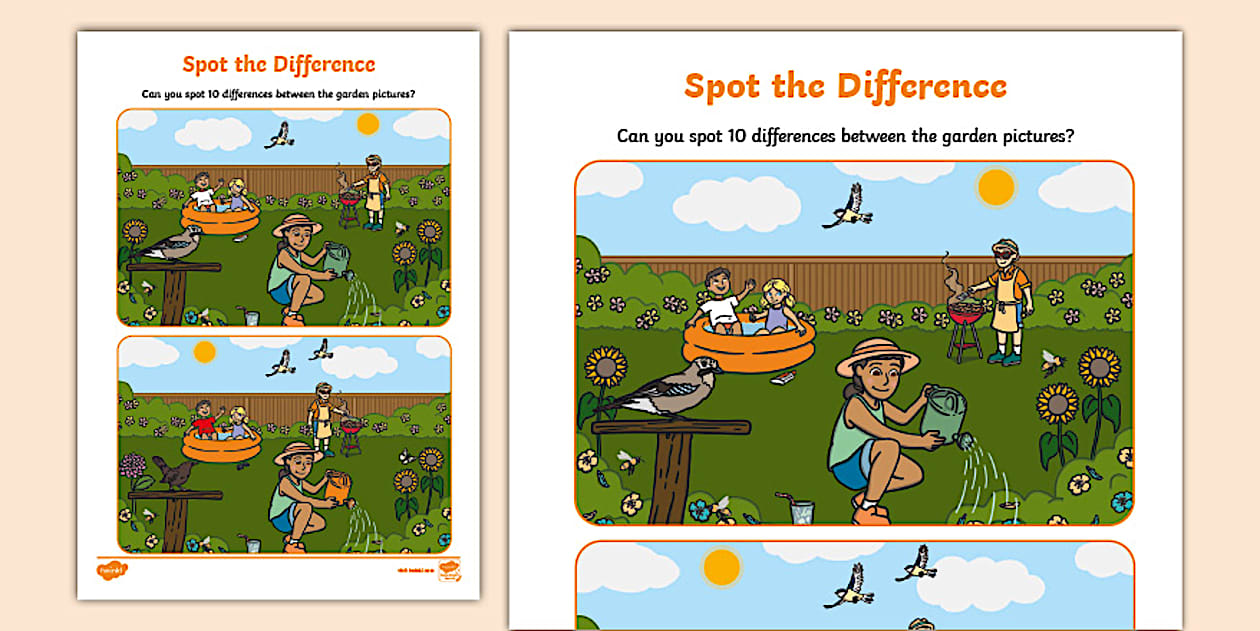 The Garden Spot the Difference (teacher made) - Twinkl