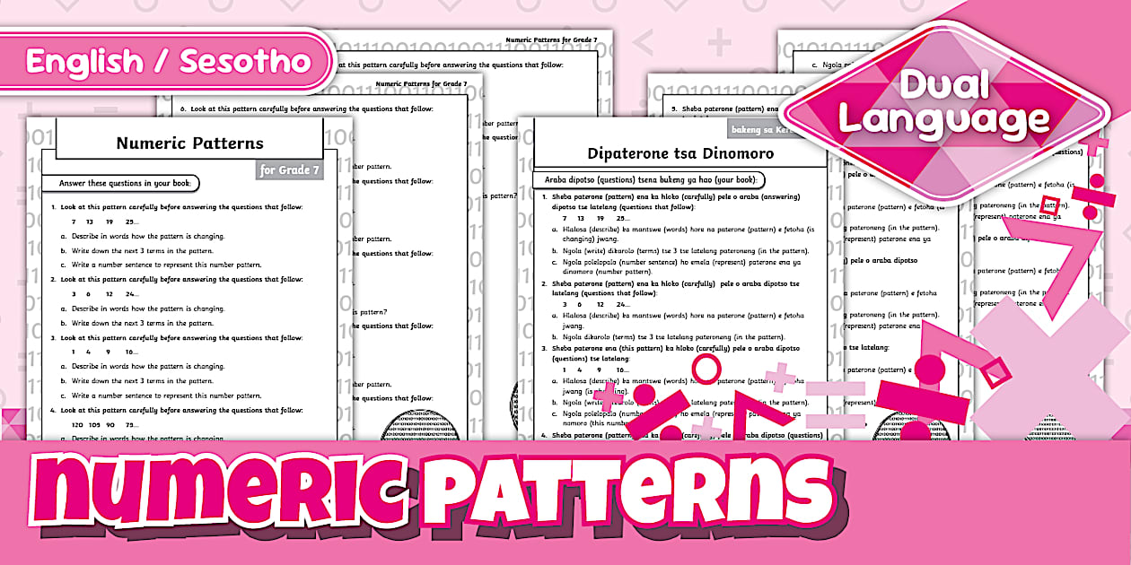 Grade 7 Maths - Term 3 - Numeric Patterns - Sesotho/English