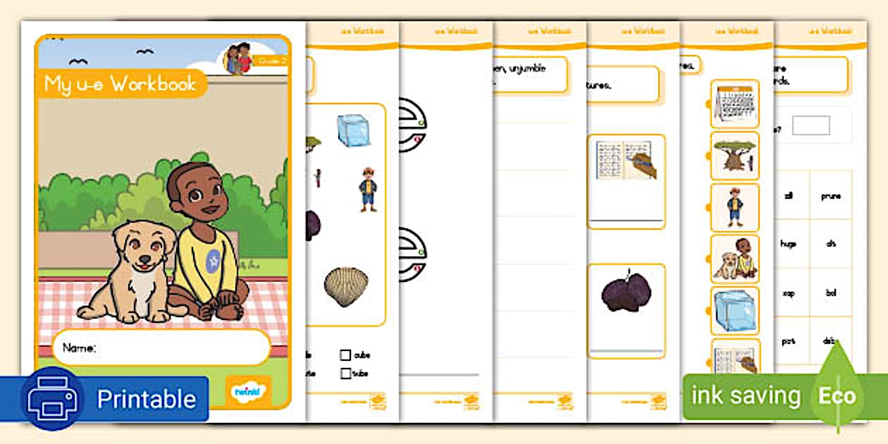 Grade 2 Phonics: u-e Workbook (teacher made) - Twinkl