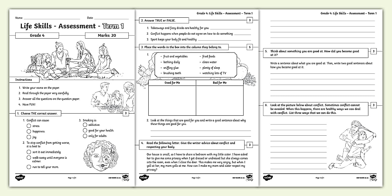 Grade 4 - Life Skills – Term 1 - Assessment (CAPS Aligned)