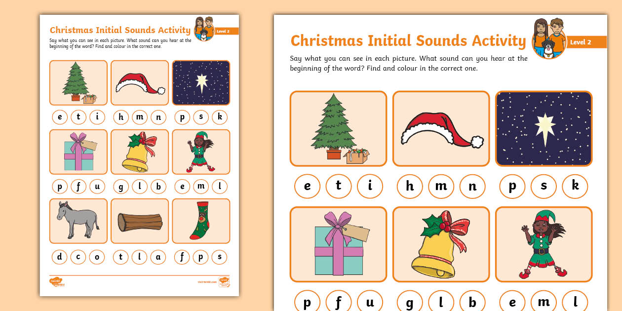 Level 2 Christmas Initial Sounds Activity (professor feito)