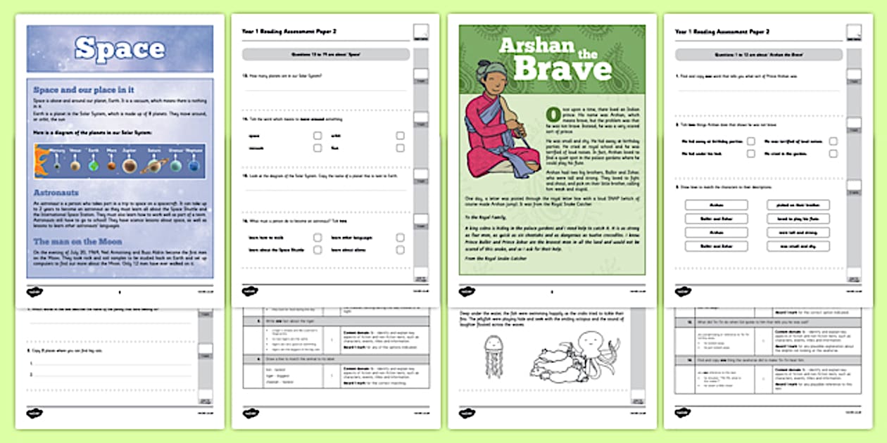 Year 1 Reading Assessments | Comprehension Test Example