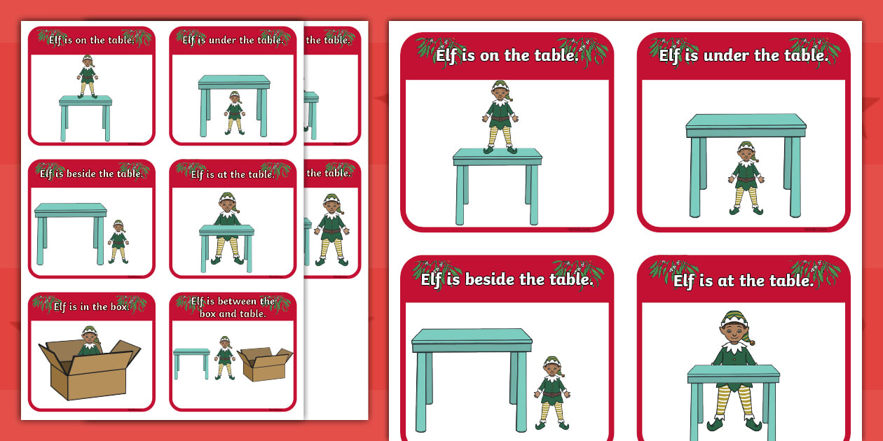 Christmas Prepositions Flashcards (teacher made) - Twinkl