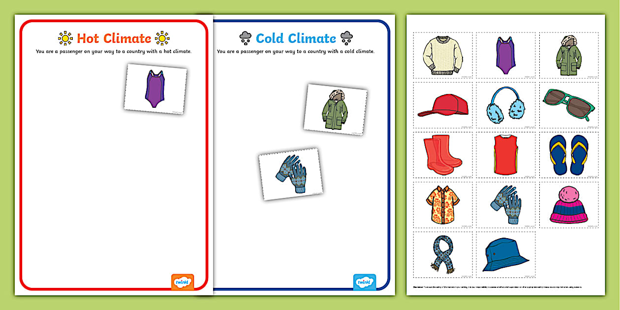 Hot or Cold Climate: Passenger Clothes Sorting Activity