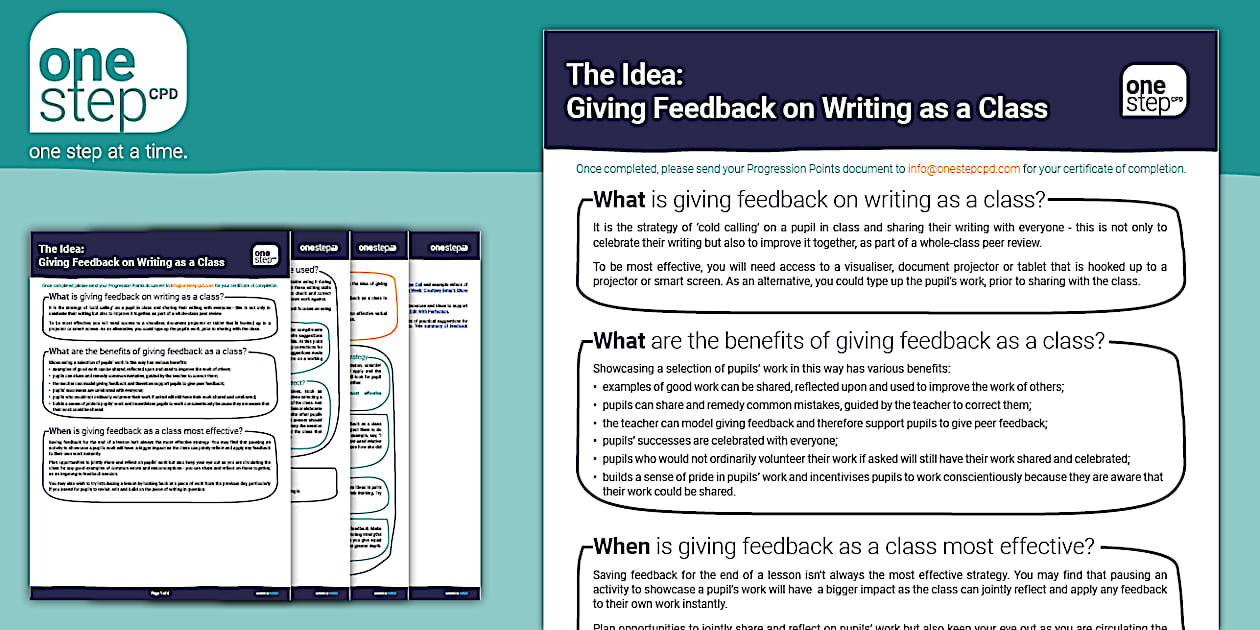 CPD: Whole Class Feedback Strategies for Writing - Twinkl