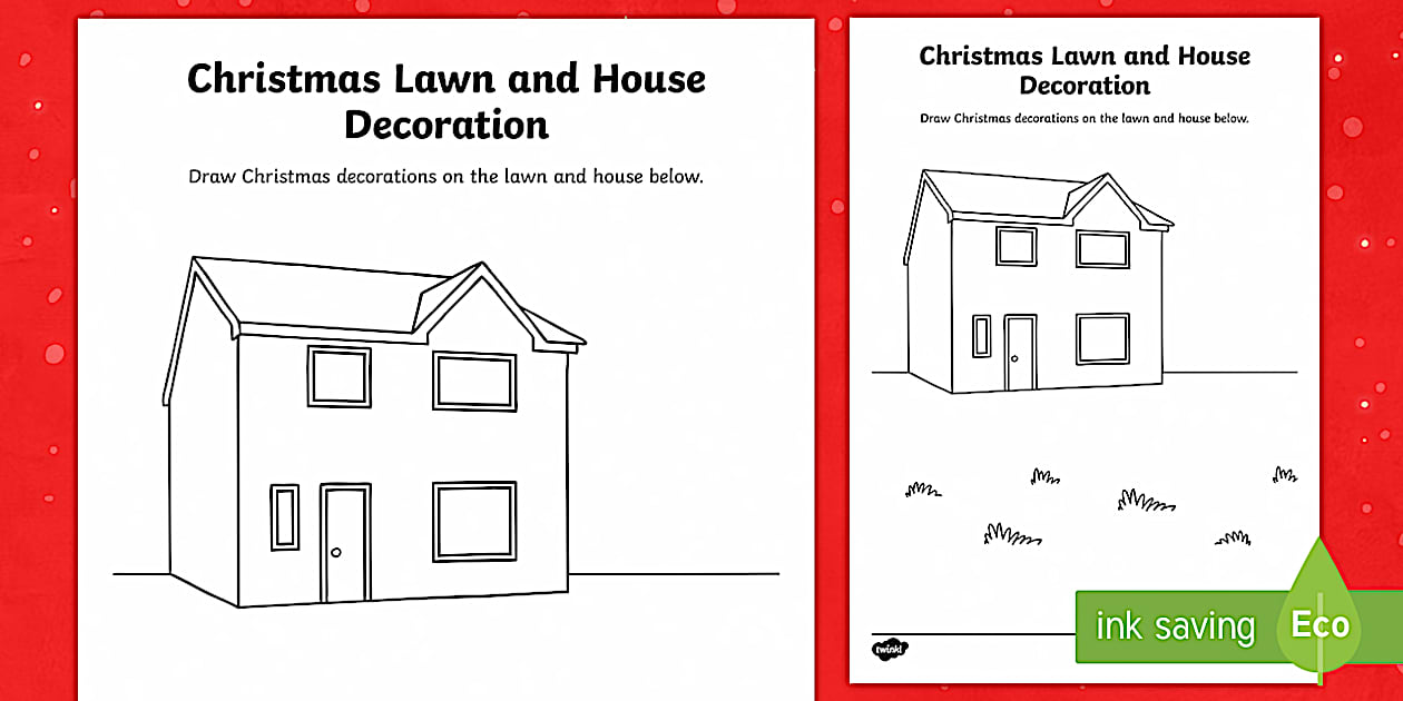 Christmas Lawn and House Decoration Activity - christmas, colouring,