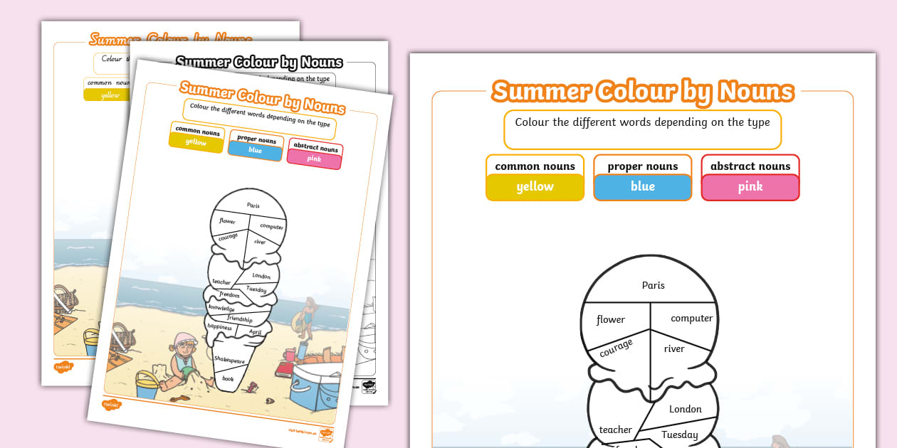 Summer Colour by Nouns Activity (teacher made) - Twinkl
