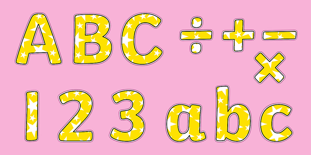 Yellow With White Stars Display Lettering (teacher made)