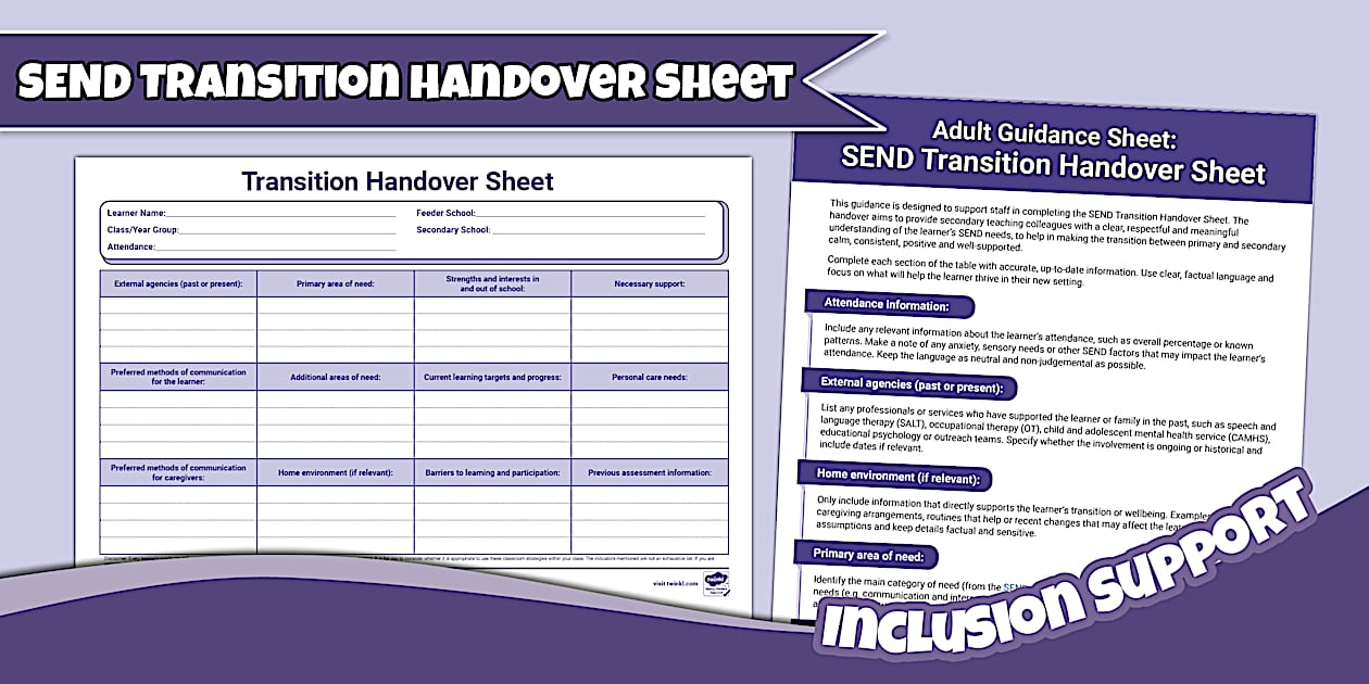 SEND Transition Handover Sheet Resource