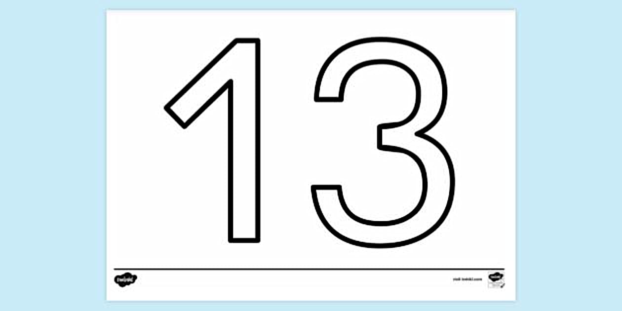 Thirteen Colouring Sheet Printable (teacher made) - Twinkl