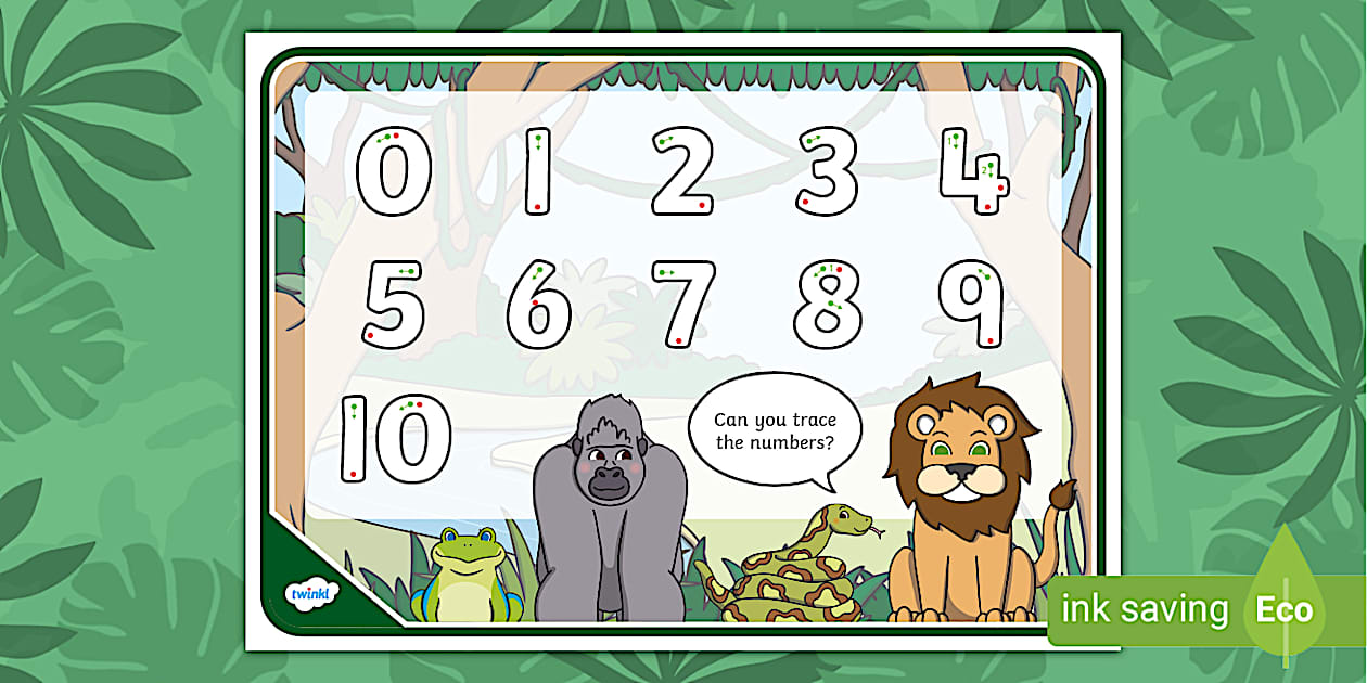 Jungle Themed Number Writing Worksheet - Twinkl