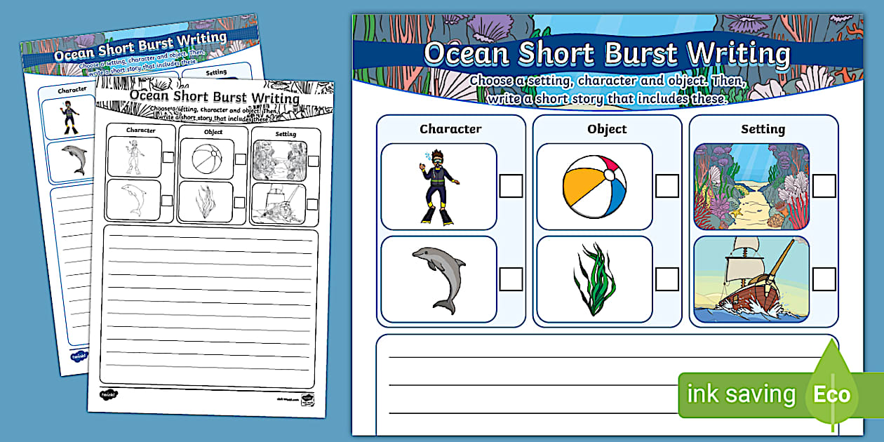 Ocean Short Burst Writing Template (Teacher-Made) - Twinkl