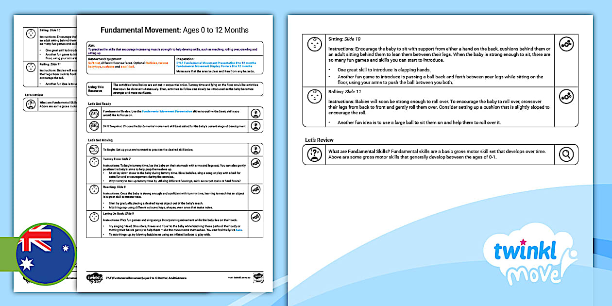 Fundamental Movement Adult Guidance 0 to 12 Months - Twinkl