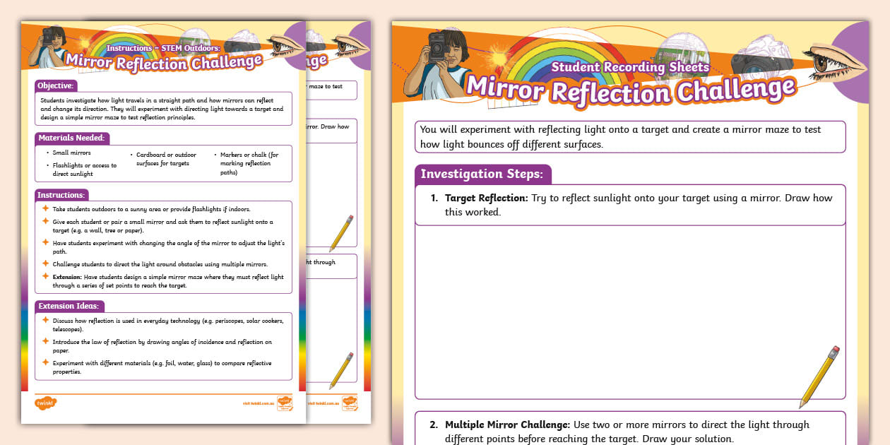 STEM Outdoors: Mirror Reflection Challenge (teacher made)