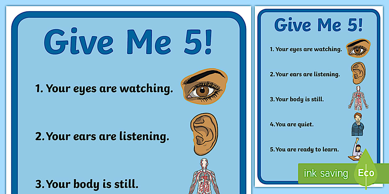 Give Me 5 Display Poster - How to Teach Active Listening