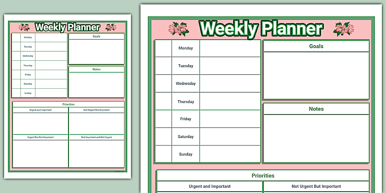 Weekly Planner Sheet | Twinkl (teacher made) - Twinkl