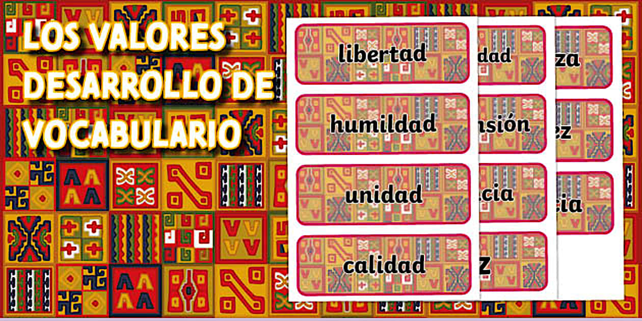 Tarjetas de vocabulario: Los valores