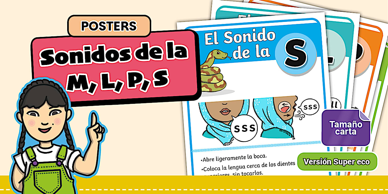 Póster | Sonido M, L, P y S | Lenguaje | Básica | Fonológica