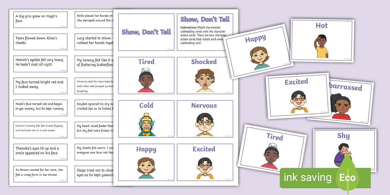 Creative Writing: Show, Don't Tell Sorting Cards Activity