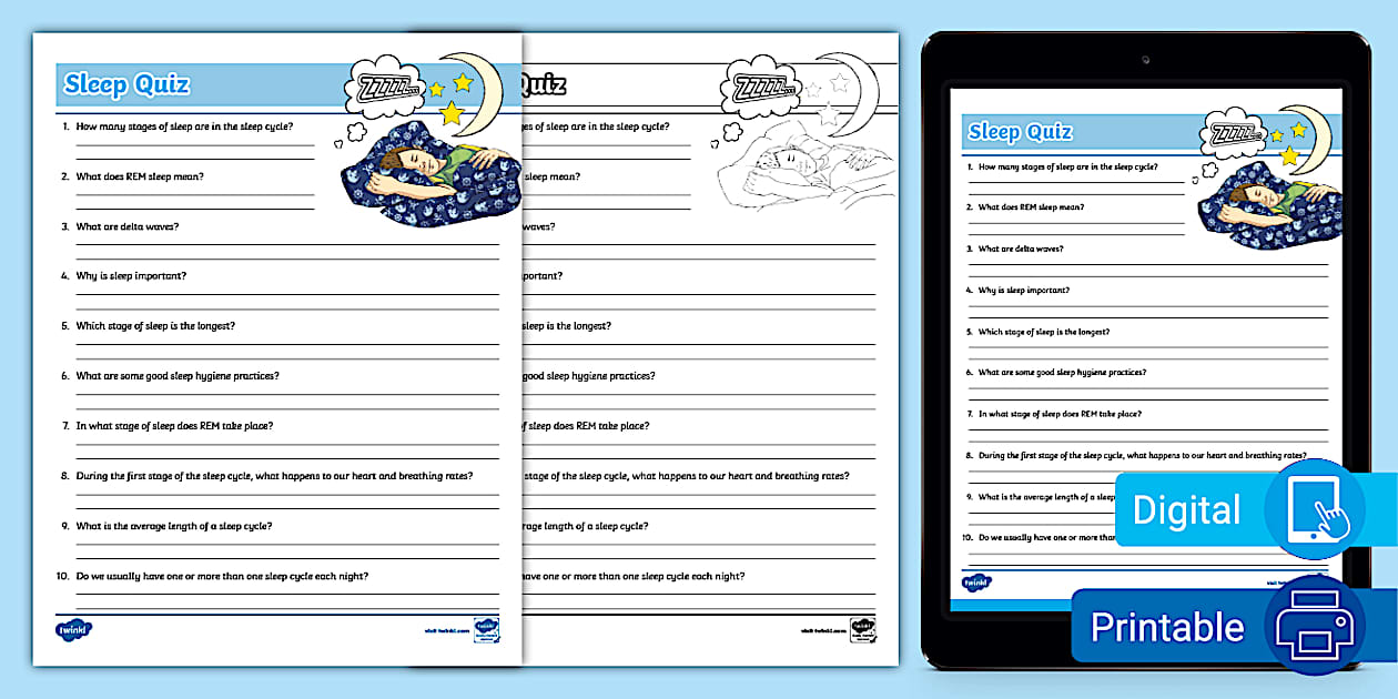 Sleep Quiz for 3rd-5th Grade (Teacher-Made) - Twinkl