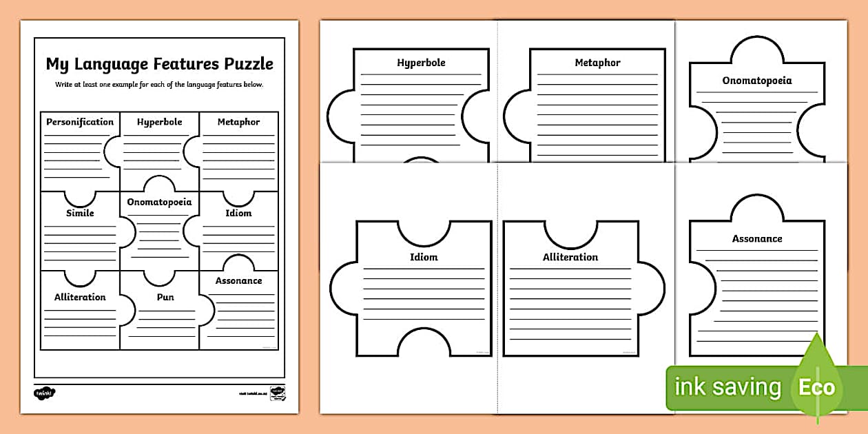 My Language Features Puzzle Activity (teacher made) - Twinkl
