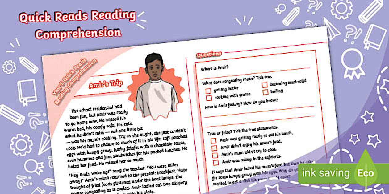 Year 5 Quick Reading Comprehension Worksheet | Parents