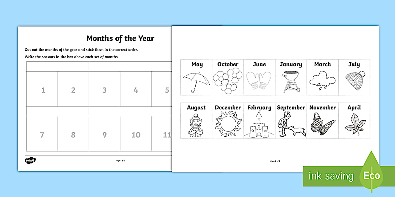 Editable Months of the Year Cut and Stick Activity - Twinkl