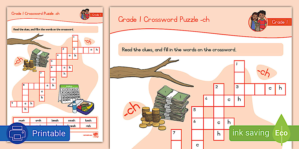 Grade 1 Phonics Crossword Puzzle -ch (teacher made) - Twinkl