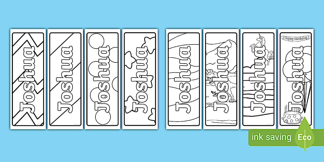 Joshua Name Simple Colouring Bookmarks | Twinkl | KS1